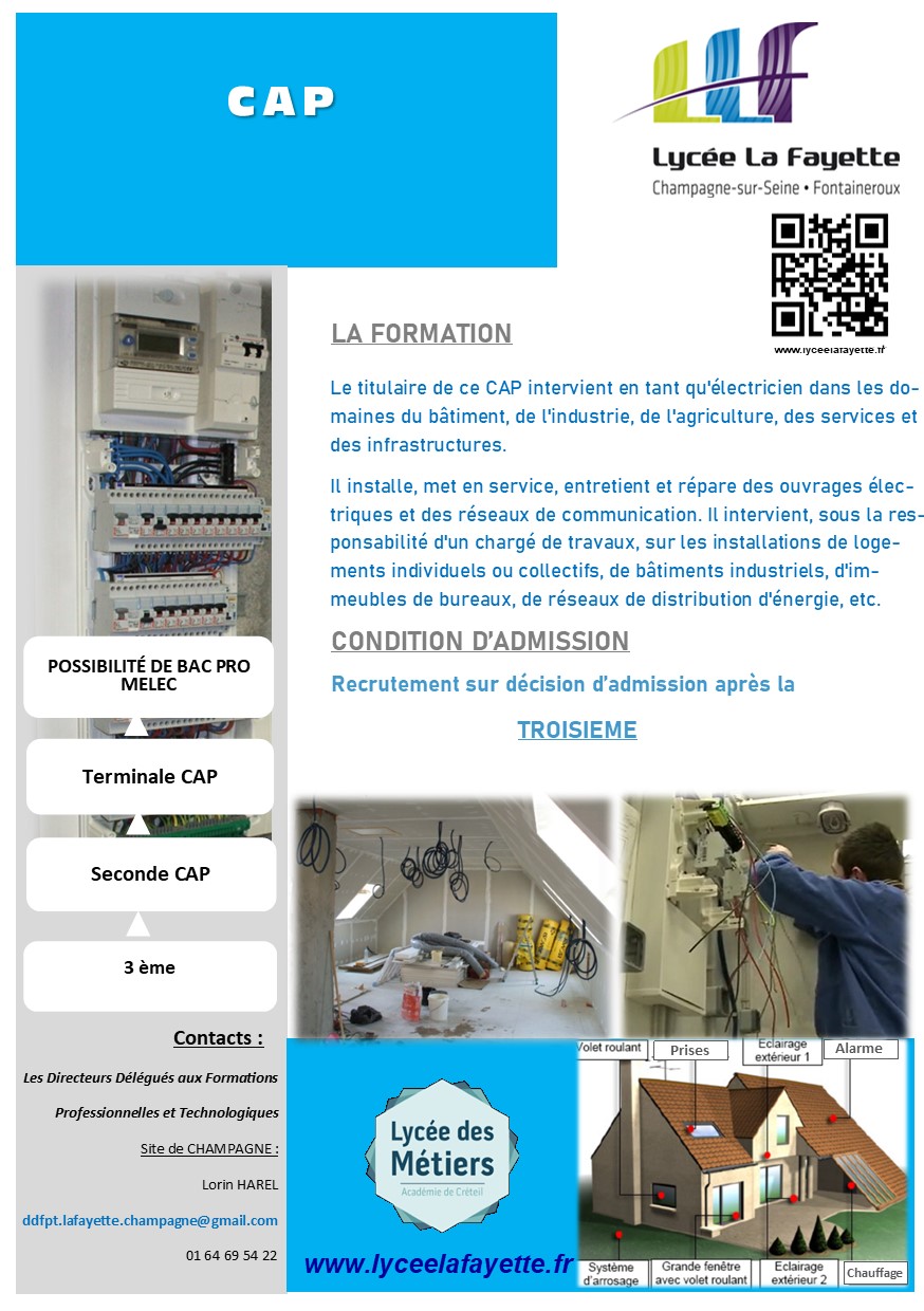 CAP Electricien - Lycée La Fayette